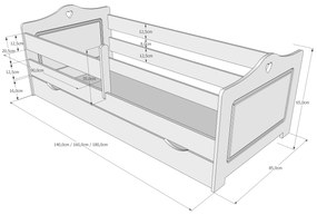 BabyBeds Dětská postel EMMA srdíčka Velikost postele: 160x80 cm, Barevné provedení: Olše, Úložný prostor: Ne, bez úložného prostoru Bílá