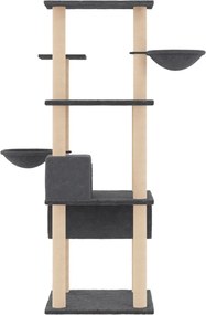 Škrabadlo pro kočky se sisalovými sloupky tmavě šedé 141 cm 171749