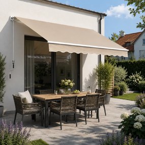 Outsunny markýza hliníková markýza markýza se sklopným ramenem markýza 3m široká balkonová markýza ochrana proti slunci balkon béžová | Aosom