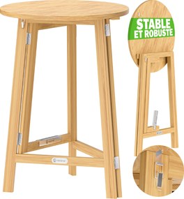 Barový stolek skládací úspora místa masivní dřevo Ø78cm 111cm stabilní stojan