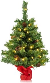 Costway 64 cm velký osvětlený mini vánoční stromek na stůl s 50 zelenými LED