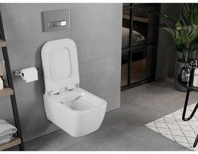 Mexen Elis WC mísa Rimless s pomalu padající deskou slim, duroplast, Bílá - 30910700