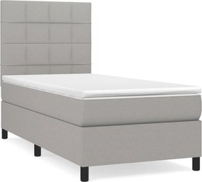 Box spring postel s matrací světle šedá 90x190 cm textil 3141737