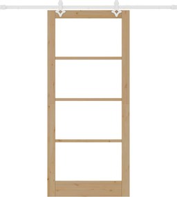 Posuvné dveře 93 x 211 cm Masivní borové dřevo a sklo Přírodní 3332261