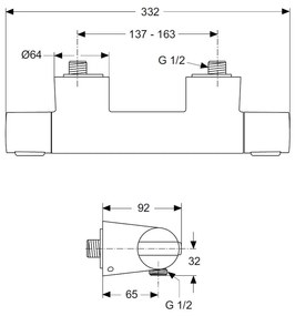 Ideal Standard - CERATHERM 200 sprchová baterie nástěnná termostatická, chrom A4627AA