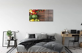 Obraz na skle Meloun rajčata kopr 140x70 cm