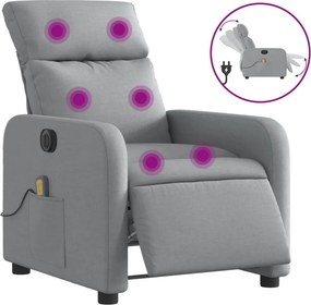 Elektrické masážní polohovací křeslo světle šedé textil 3206690
