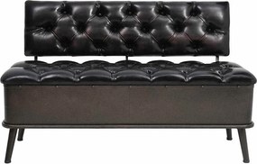 Úložná lavice s opěradlem 110 cm černá umělá kůže 339297