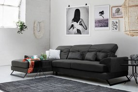 Designová rohová sedačka Heimana 308 cm antracitová - levá