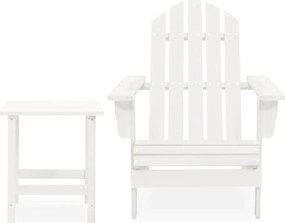 Zahradní židle Adirondack se stolkem masivní jedlové dřevo bílá 315919