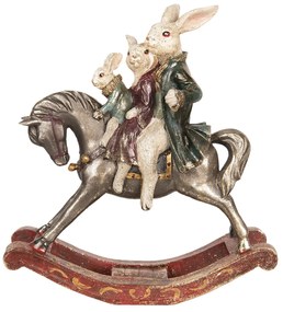 Dekorační sousoší králíků na houpacím koni - 28*11*30 cm