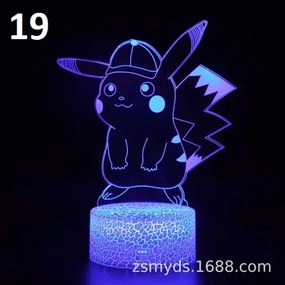 Pokemon Pikachu 3D lampa se změnou barvy Balení: s dálkovým ovladačem, Varianta: 19