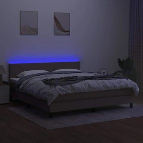 Box spring postel s matrací a LED taupe 180x200 cm textil 3133017