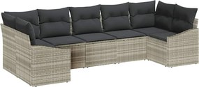 Set pohovek 7 ks Světle šedá polyratan 3346872