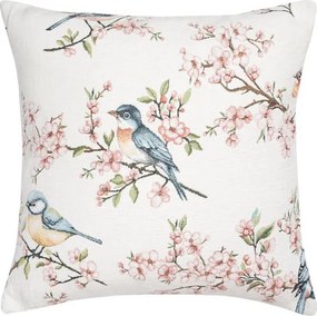 SCANquilt povlak SOFAS sakura bird růžovomodrá 45 x 45 cm