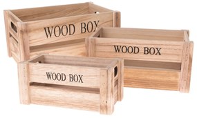 Sada dřevěných bedýnek Wood Box, 3 ks, přírodní
