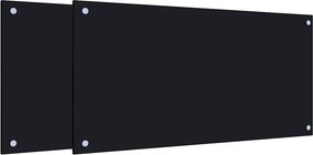 Kuchyňské panely 2 ks černé 80 x 40 cm tvrzené sklo 3315798