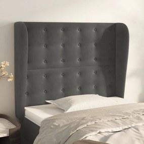 Čelo postele typu ušák tmavě šedé 103x23x118/128 cm samet 3118433