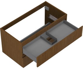 Mexen Rivel, koupelnová skříňka 90 cm, 2 zásuvky, drážkovaná, ořech, 91A20-09047-2-BFF86