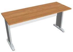 Stůl pracovní rovný 160 cm hl. 60 cm - Hobis Cross CE 1600 Dekor stolové desky: olše, Dekor lamino podnože: bílá, Barva nohou: Stříbrná