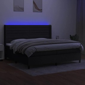 Box spring postel s matrací a LED černá 200x200 cm textil 3138423