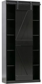 OnaDnes -20% Hoorns Černá masivní borovicová skříň Paige 200 x 100 cm