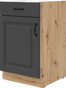 STILO gr | dolní skříňka 50 D 1F 1S se zásuvkou PREMIUM BOX | 50 cm | UNI dvířka | artisan/grafit
