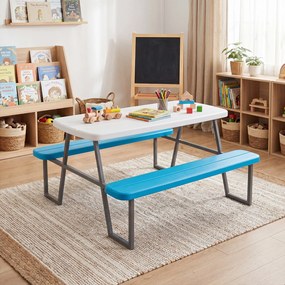 Costway Dětská sedací sestava z HDPE Dětský piknikový stůl s 2 lavicemi