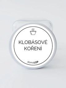 Samolepka na kořenky KLOBÁSOVÉ KOŘENÍ bílá 5 cm základní písmo