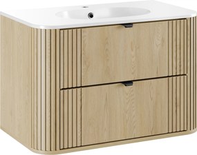 Comad Koupelnová skříňka s keramickým umyvadlem Ovalia Cremona 80 cm - dub cremona