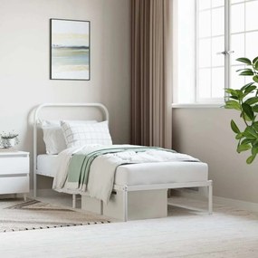 vidaXL Kovový rám postele s čelem 90 x 190 cm [352570] Barva: Bílá