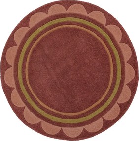 Vínový ručně tkaný vlněný kulatý koberec ø 120 cm Lois – Flair Rugs