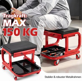 Costway Pojízdná dílenská stolička s magnetickou zásuvkou, 150 kg