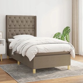 Box Spring Postel S Matrací Textil Taupe Prošívaný design 80 x 200 cm