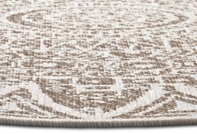MK Original: Produkty s rodokmenem, Kusový koberec Mujkoberec Original Nora 105453 Linen kruh – na ven i na doma, 200x200 (průměr) kruh, hnědá, chodba / předsíň