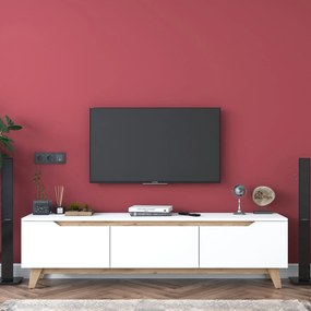 TV stolek/skříňka Damien (bílá + ořech světlý)