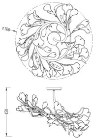 Zuma Line MX2858-6-EGN - Přisazený lustr LEAF 6xG9/42W/230V zlatá