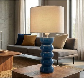 Bílá/modrá keramická stolní lampa s textilním stínidlem (výška 46 cm) Torr – Mauro Ferretti