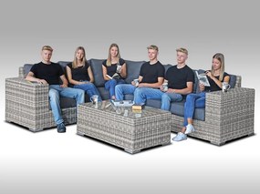 Zahradní set – exkluzivní souprava Bianca 2 pro 6 osob, kulatý šedý umělý ratan 303x240cm