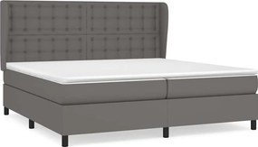 Box spring postel s matrací šedá 200x200 cm umělá kůže 3129055