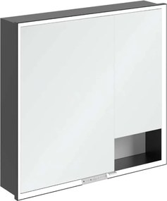 Villeroy & Boch My View+ - Zrcadlová skříňka s LED osvětlením 80x75x17 cm, 2 dvířka, Pure White/matná černá B48280VF