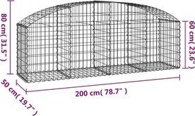 Klenutý gabionový koš 200 x 50 x 60/80 cm pozinkované železo 153473