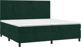 Box spring postel s matrací tmavě zelená 200x200 cm samet 3142926