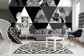 Malvis ® Tapeta Černobílé abstraktní trojúhelníky Vel. (šířka x výška): 432 x 290 cm
