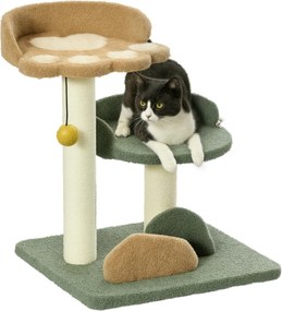 PawHut škrabadlo, snadno přenosné, 52 cm, škrabadlo pro kočky, 2 úrovně, hrací míček, sisal, pro vnitřní použití| Aosom