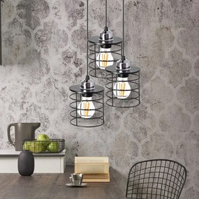Toolight - Stropní lampa závěsná trojitá kovová 3xE27 392204, černá, OSW-04003
