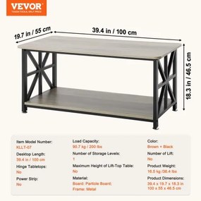 Obdélníkový konferenční stolek Farmhouse 101,6 cm s otevřeným úložným prostorem