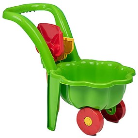 Dětské zahradní kolečko s lopatkou a hráběmi BAYO Sedmikráska zelené