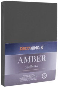 DecoKing 100x200 cm Bavlněné jersey prostěradlo Amber grafitově šedá Deco king 100-120x200