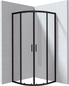 Deante Čtvrtkruhový sprchový kout Funkia 90x90 cm - KYP N099P, černá mat - bez vaničky